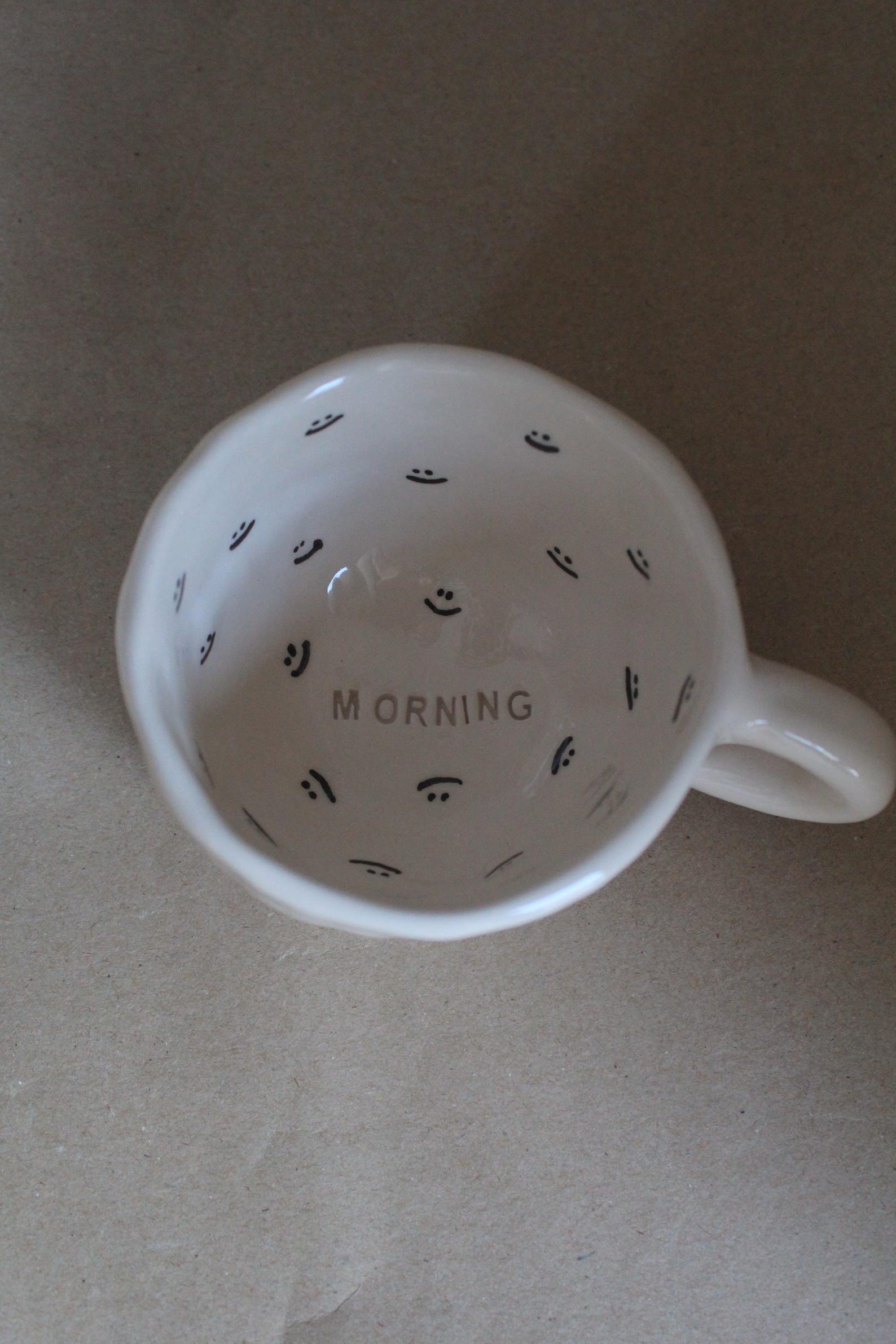 Handmade Ceramic French Breakfast Mug: Croissant, Egg & Avocado Pottery ...