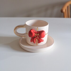 Red Ribbon Espresso Cup, Turkish Coffee Cup With 24C Gold Details ...