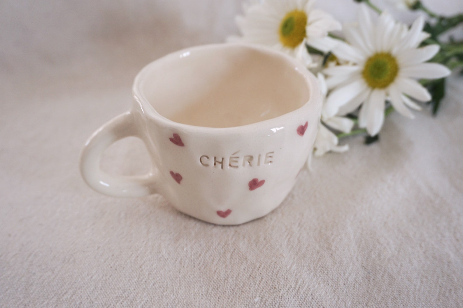 Handmade Ceramic Quoted Simple Pottery Mug With Small Pink | Etsy