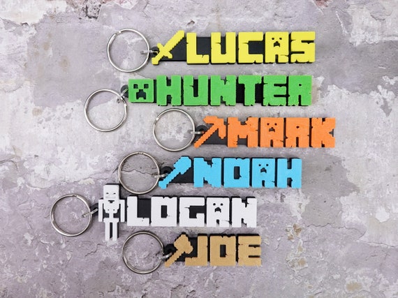 Personalised Name Bag Tag Video Game Minecraft Inspired Key - Etsy