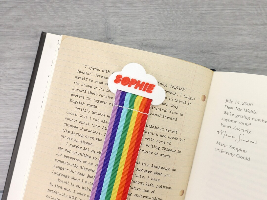 Personalised Cloud and Rainbow Bookmark - Custom Teacher Gift - Book ...