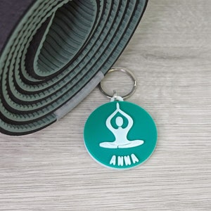 Personalised Yoga Keychain - Custom Name Yoga Bag Tag - Etsy