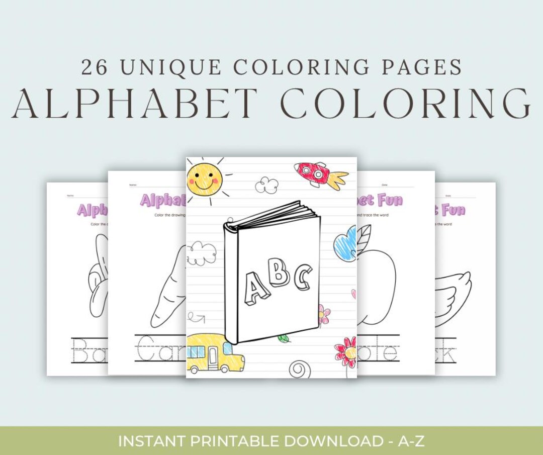A is for Apple” Alphabet Coloring Pages! - Etsy