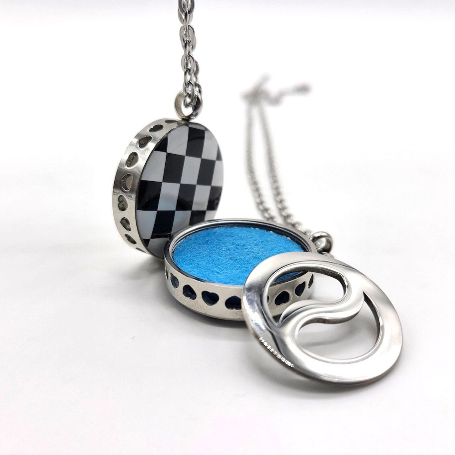 Checkered Necklace Essential Oil Pendant Locket - Etsy