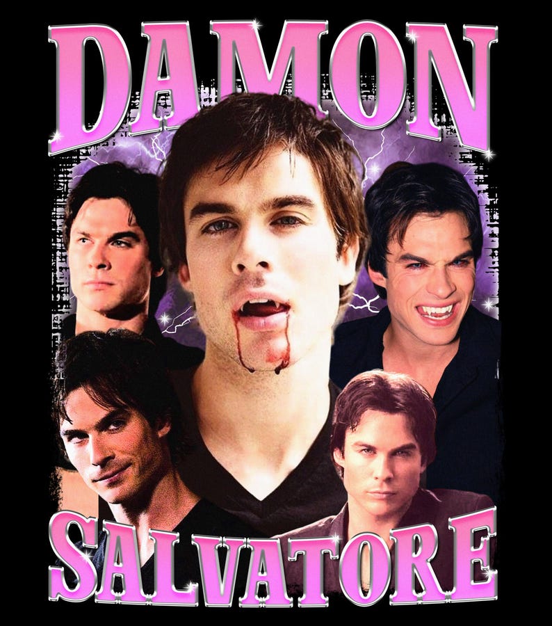 Vintage Damon Salvatore T-shirt PNG, Damon Salvatore Top Tee - Etsy