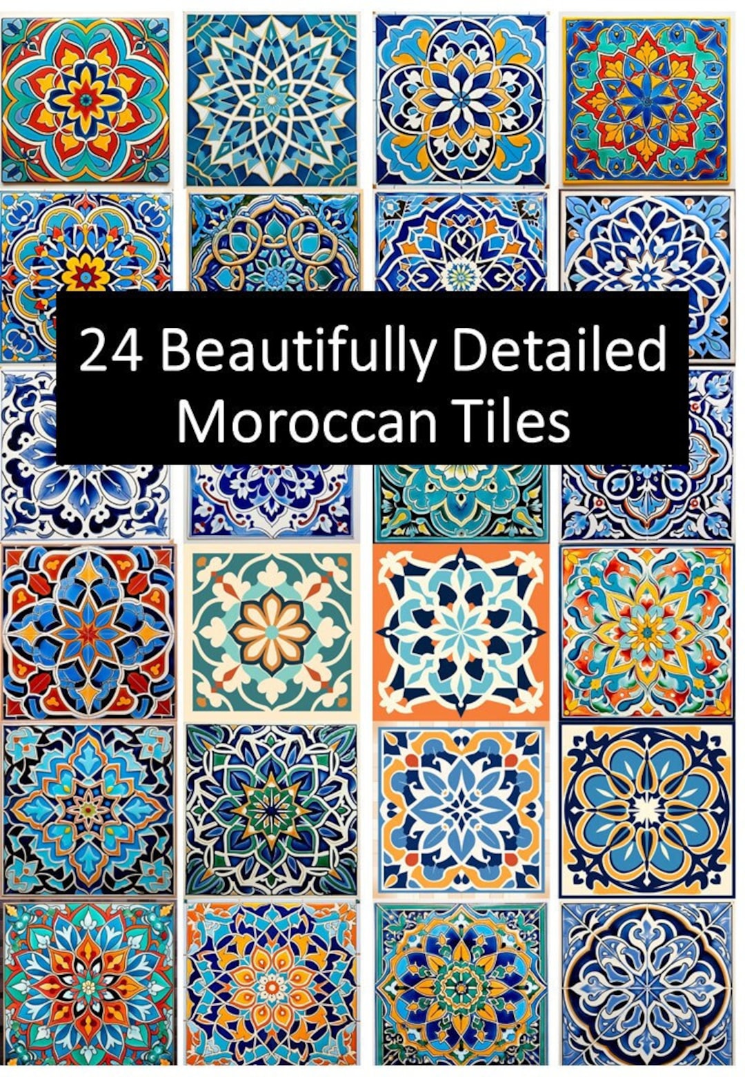 24 Moroccan Tile Digital Paper Images, Instant Download, Clip Art ...