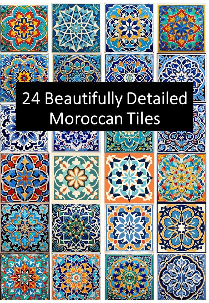 24 Moroccan Tile Digital Paper Images, Instant Download, Clip Art ...