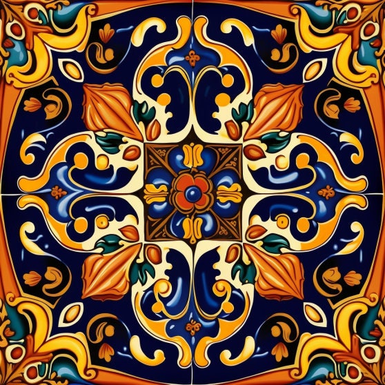 24 Talavera Tile Digital Paper - Instant Download Clip Art, Mexican ...
