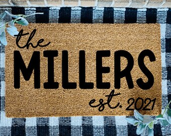 Last Name Door Mat - Etsy