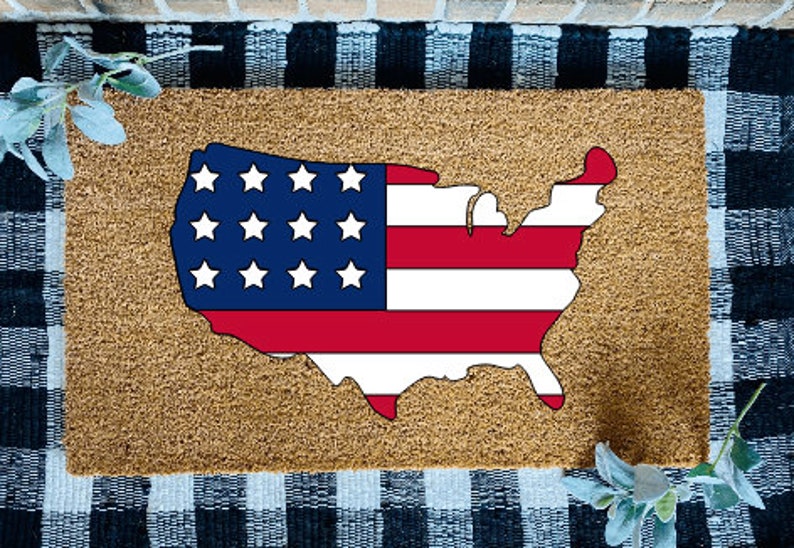 American Flag Door Mat Patriotic Decor Fourth of July Door - Etsy