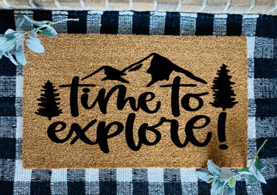 Time to Explore Mountains Welcome Door Mat Forest Door Mat - Etsy
