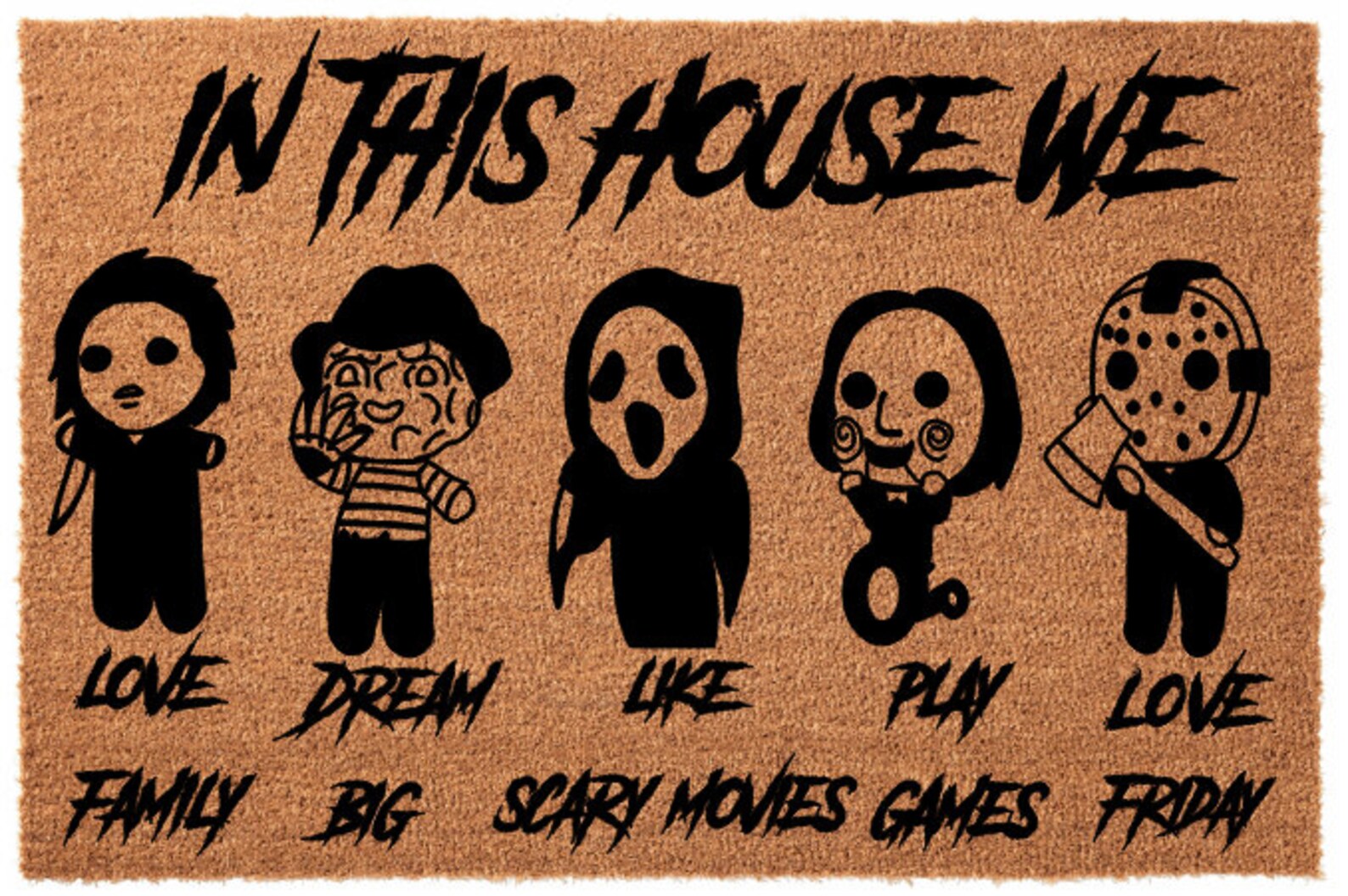 Halloween Door Mat Horror Movie Door Mat In This House We | Etsy