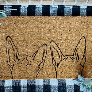 Custom Dog Ears Outline Welcome Door Mat, Cute Dog Door Mat ...
