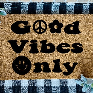 Good Vibes Only Door Mat, Retro Welcome Door Mat, Colorful Welcome Rug ...