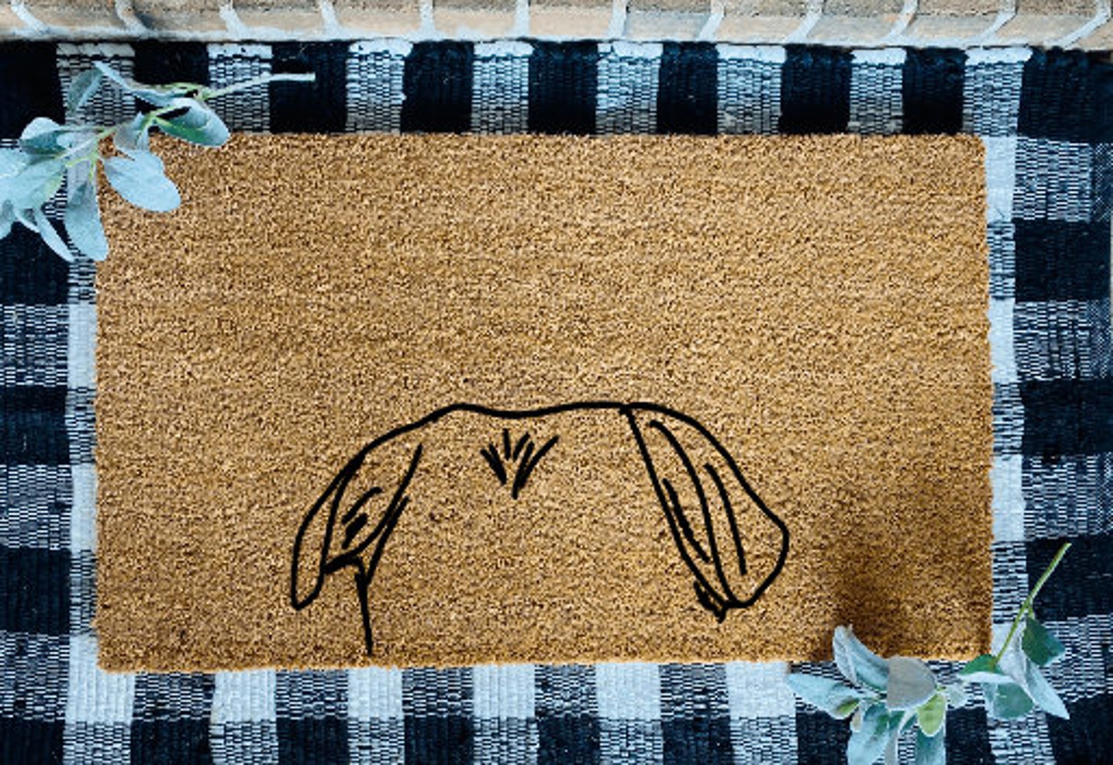 Custom Dog Ears Outline Welcome Door Mat Cute Dog Door Mat - Etsy