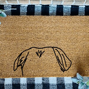 Custom Dog Ears Outline Welcome Door Mat, Cute Dog Door Mat ...