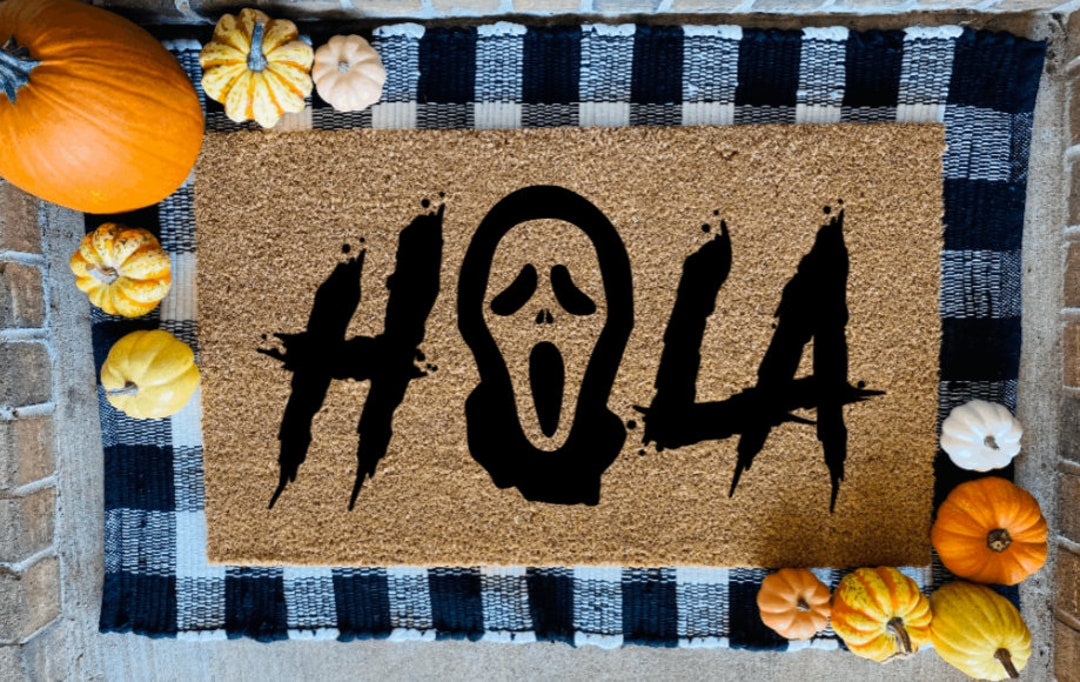 Hola Ghostface Door Mat, Welcome Halloween Door Mat, Welcome Scary ...