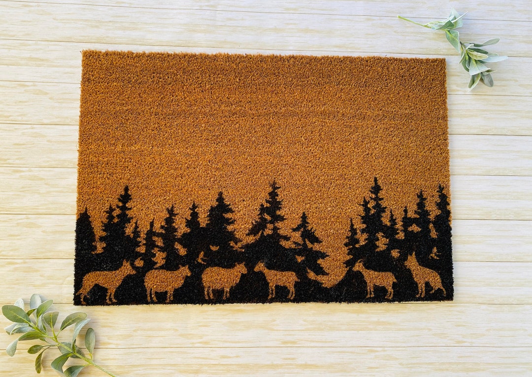Cabin Door Mat, Forest Door Mat, Farm Animals Door Mat, Custom Door Mat ...