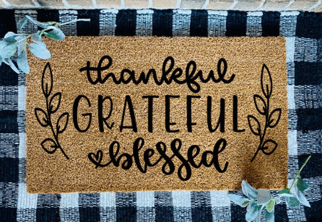 Thankful Door Mat, Blessed Door Mat, Fall Door Mat, Grateful Door Mat ...