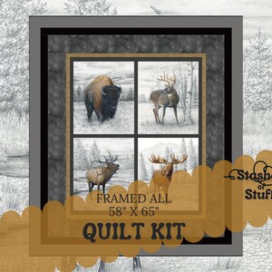 Elk, Buffalo, Deer, Moose Panel Quilt Kit Quick and Easy Quilt Kit Pre ...