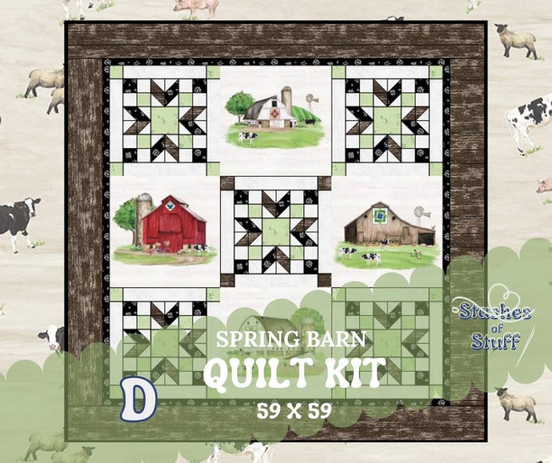 Spring Barns Quilt Kit | Riley Blake Spring Barn Collection | 59 X 59 ...