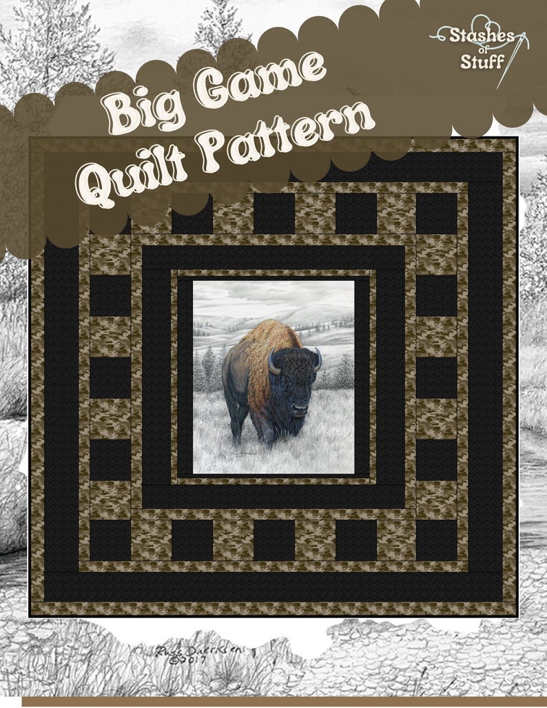 Big Game Buffalo Panel Quilt Pattern – Easy PDF Pattern for Beginners ...