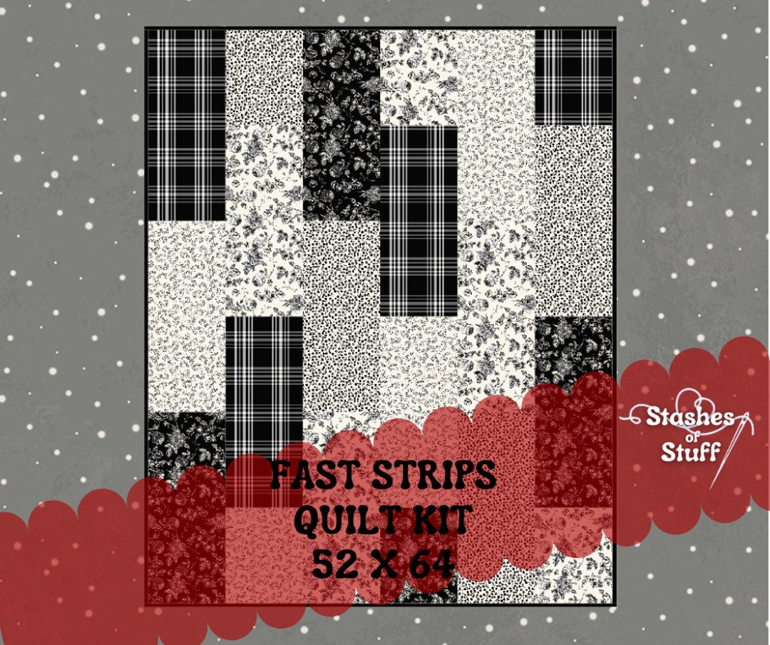 Perfect for a Beginner Precut Vertical Strips Quilt Kit Fleur Noire ...