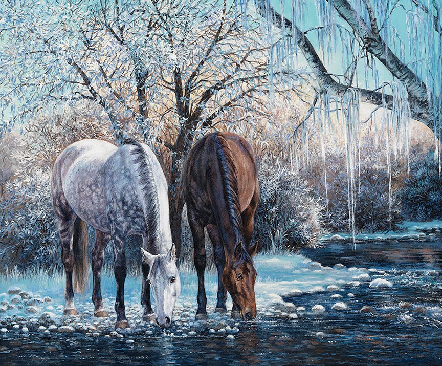 Quilt Pattern Using High Horse Panel Horsin Around Winter Horses Panel ...