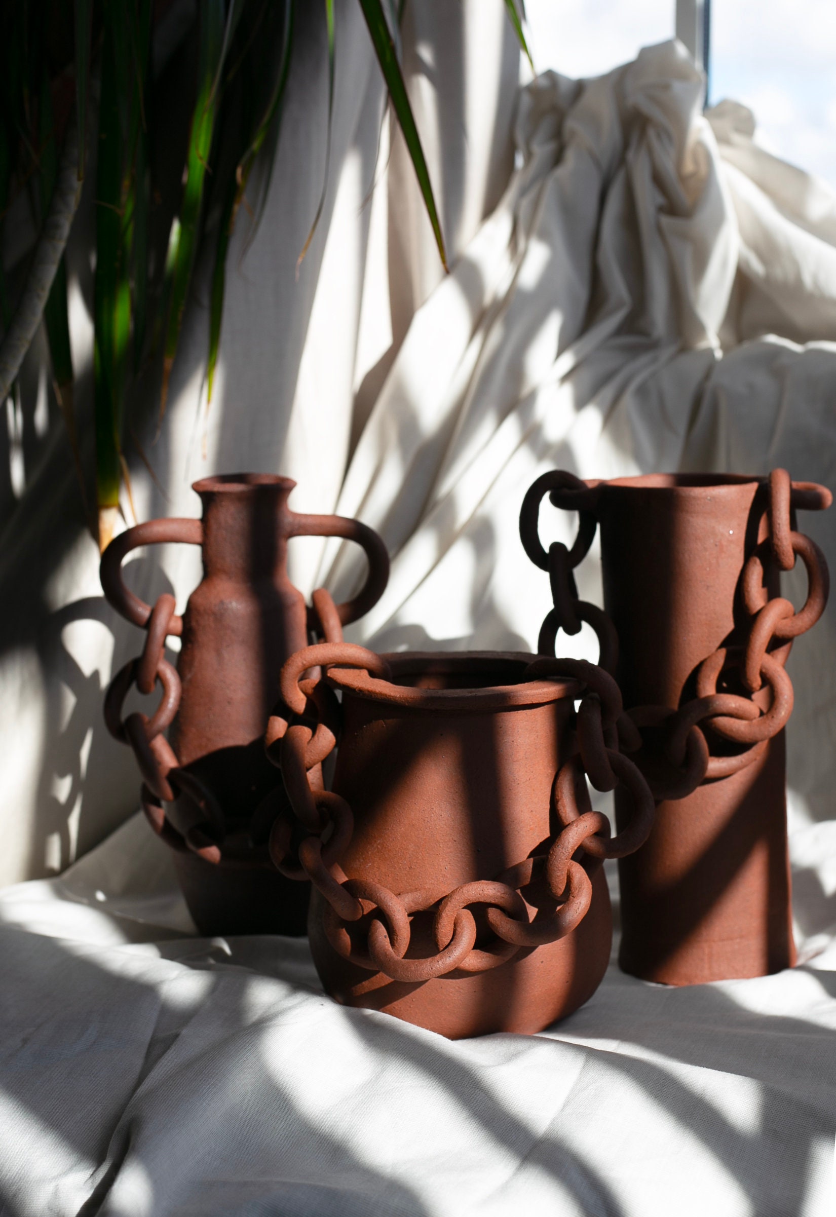 Handmade Ceramic Chained Amphora Vase Stoneware With Chains - Etsy