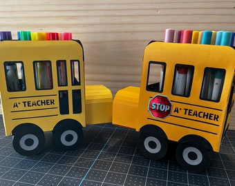 3-D School Bus Pen/marker Holder Included Short and Large Bus Design ...