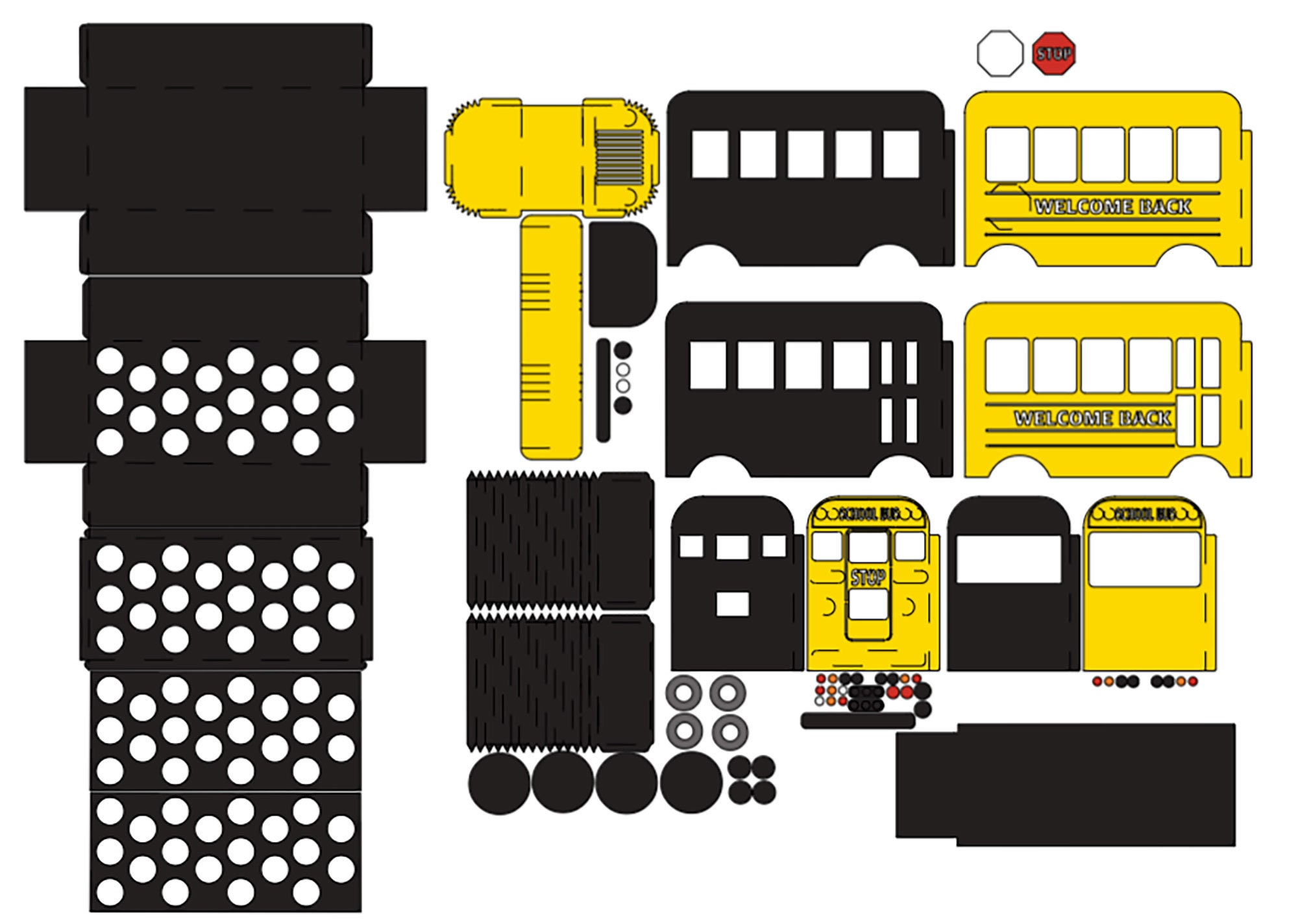 3-D School Bus Pen/marker Holder Included Short and Large Bus Design ...