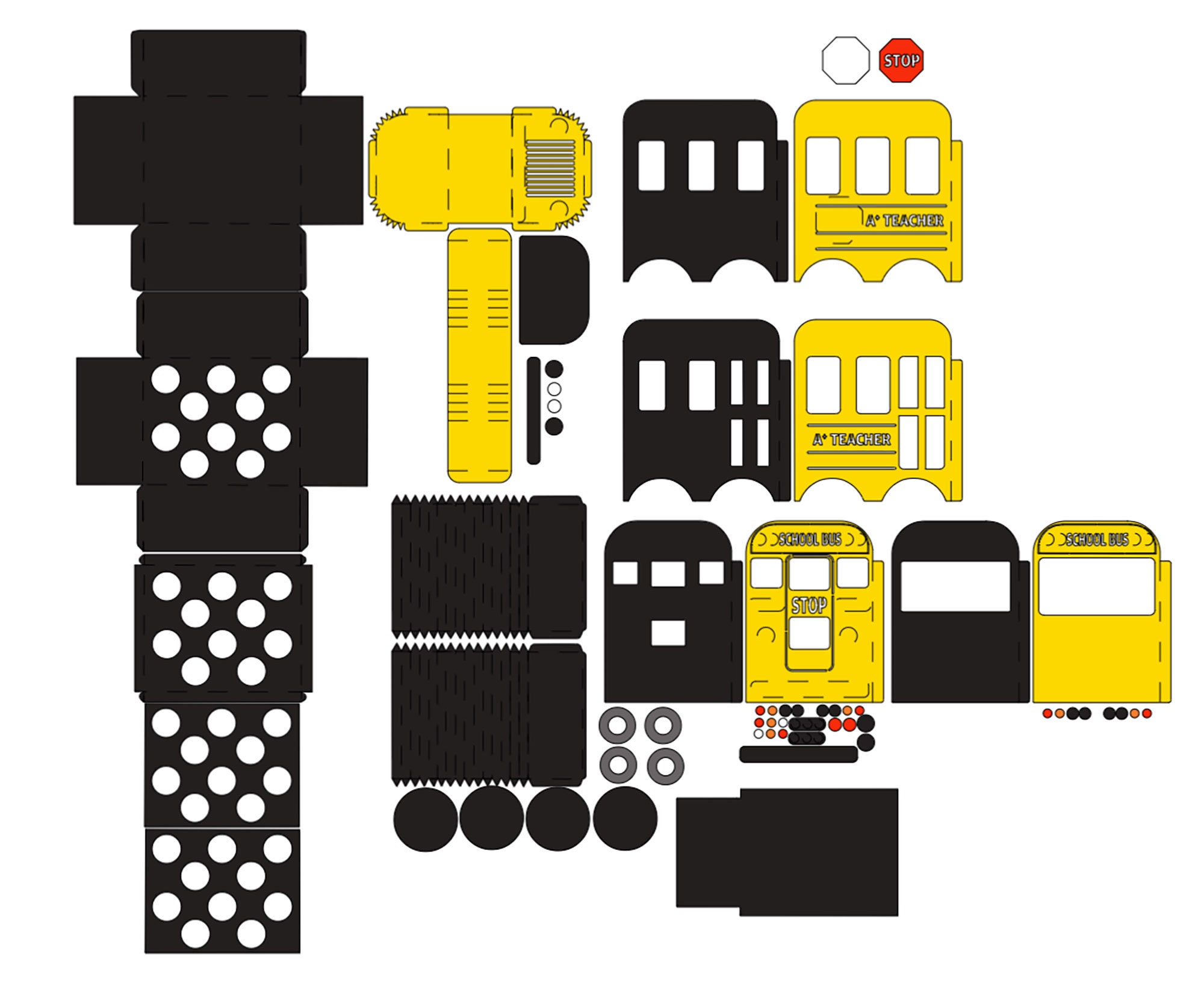 3-D School Bus Pen/marker Holder Included Short and Large Bus Design ...