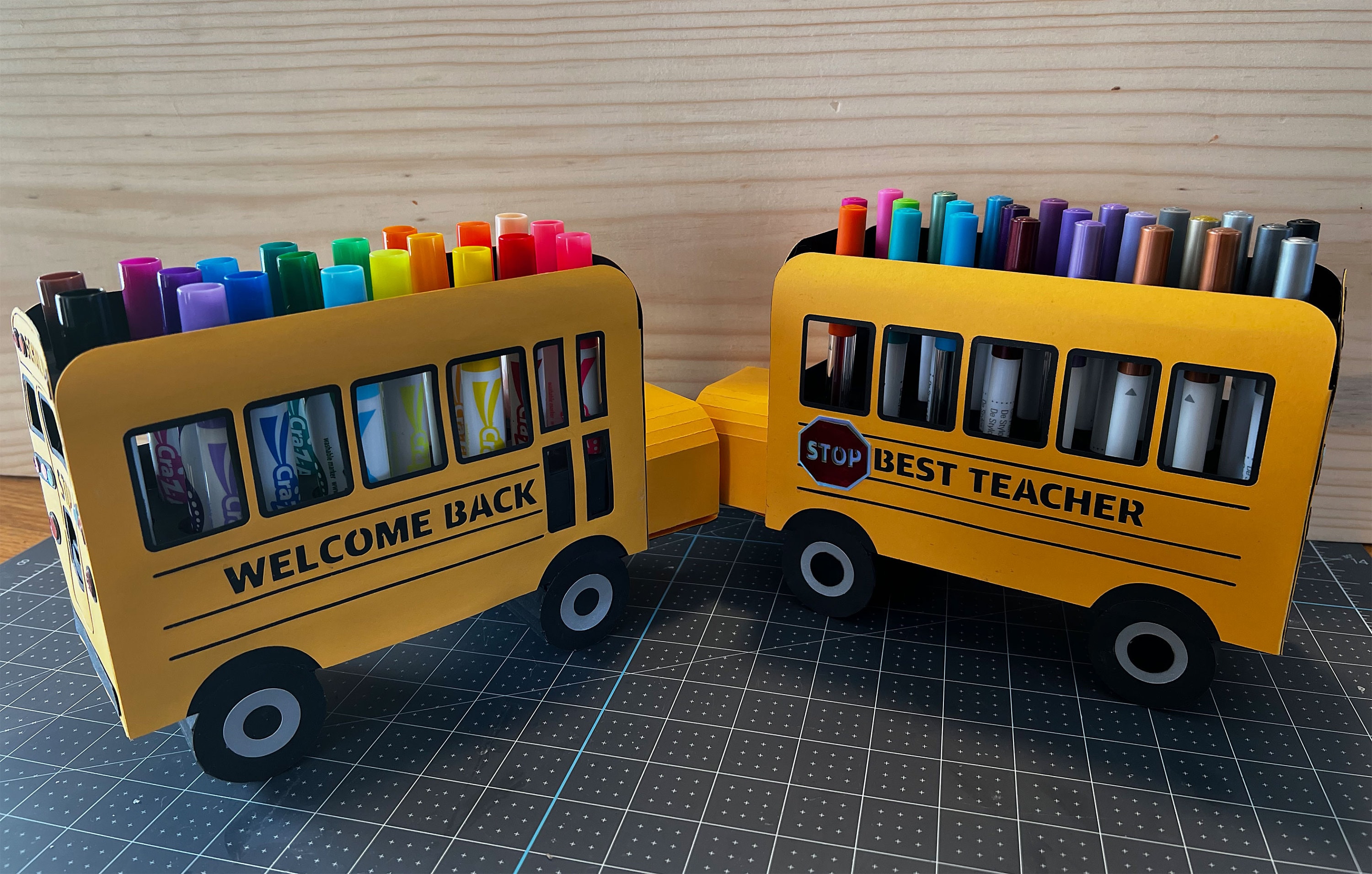 3-D School Bus Pen/marker Holder 3D Paper Cut SVG Cardstock - Etsy