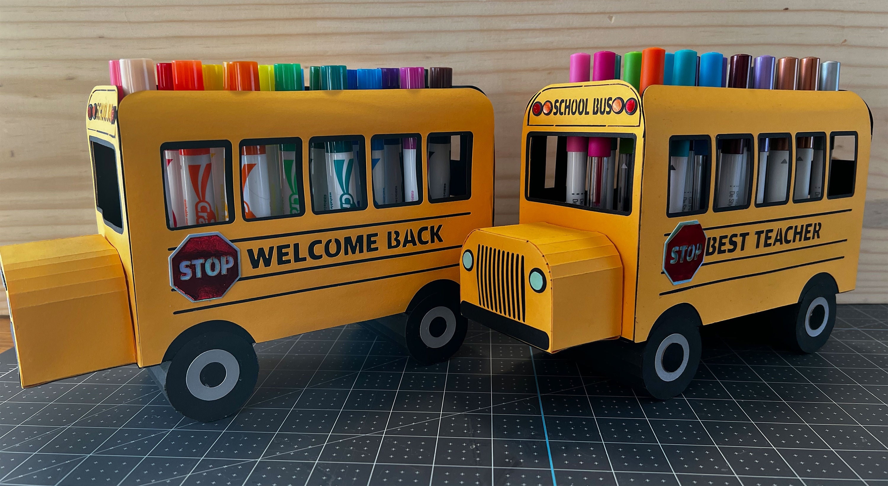 3-D School Bus Pen/marker Holder Card-stock School Bus Kit for Your ...