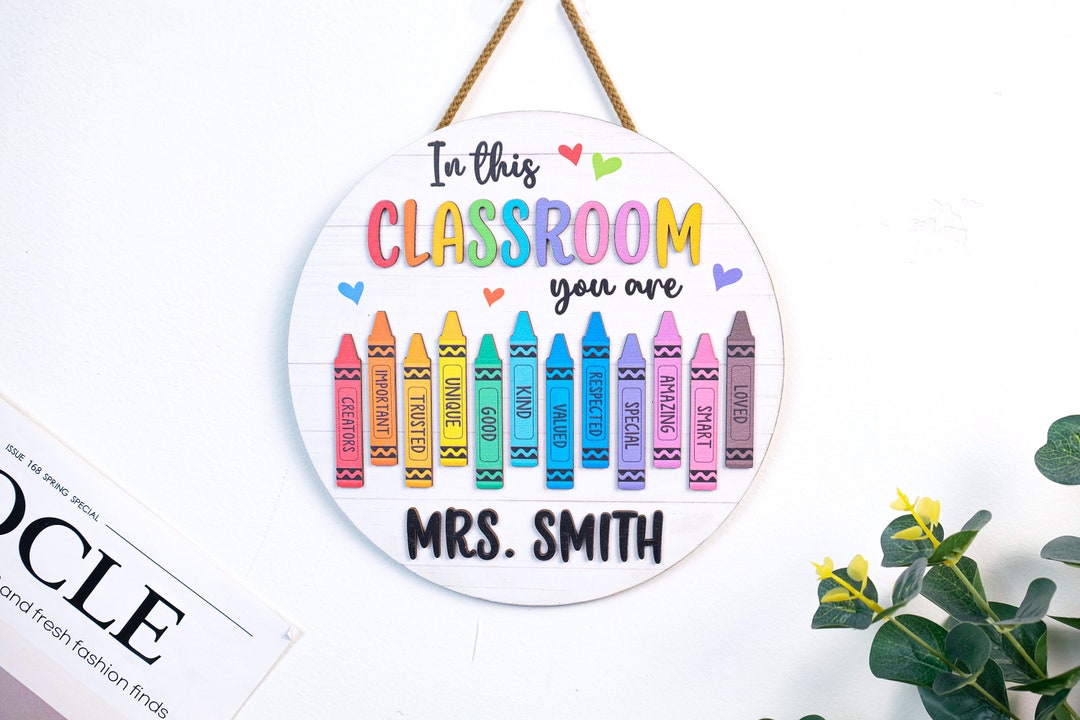 Personalized Teacher Door Sign, Custom Teacher Name, Classroom Welcome ...