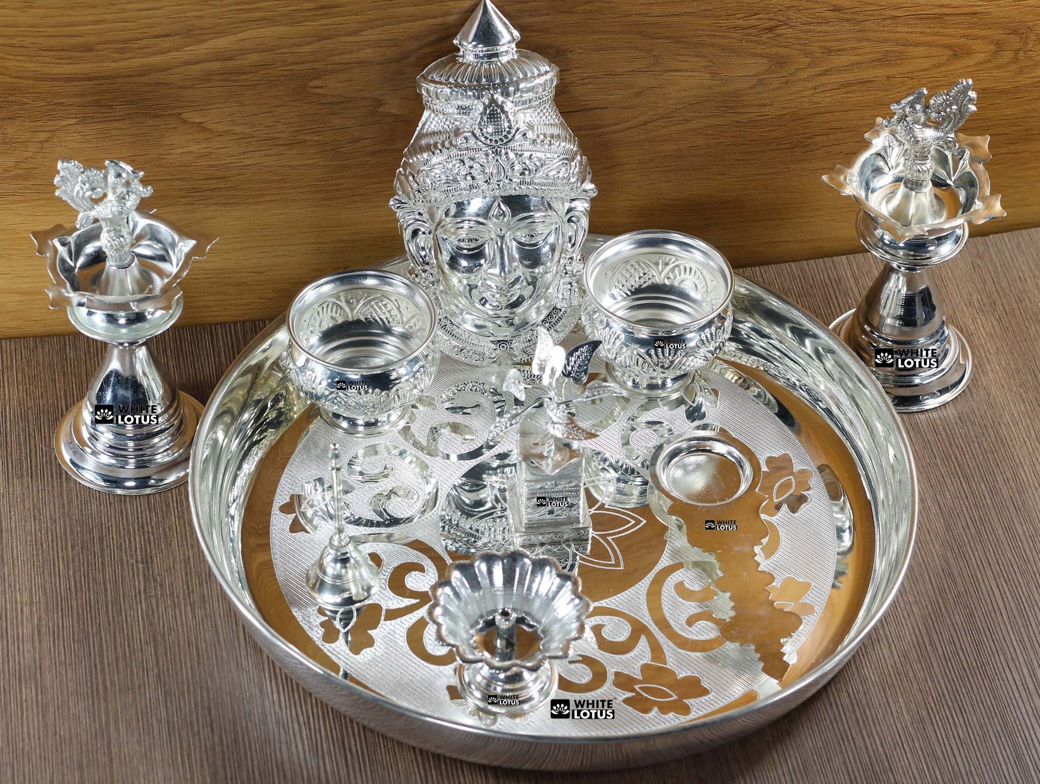 WHITE LOTUS Handmade Engraving Thali Set - Etsy