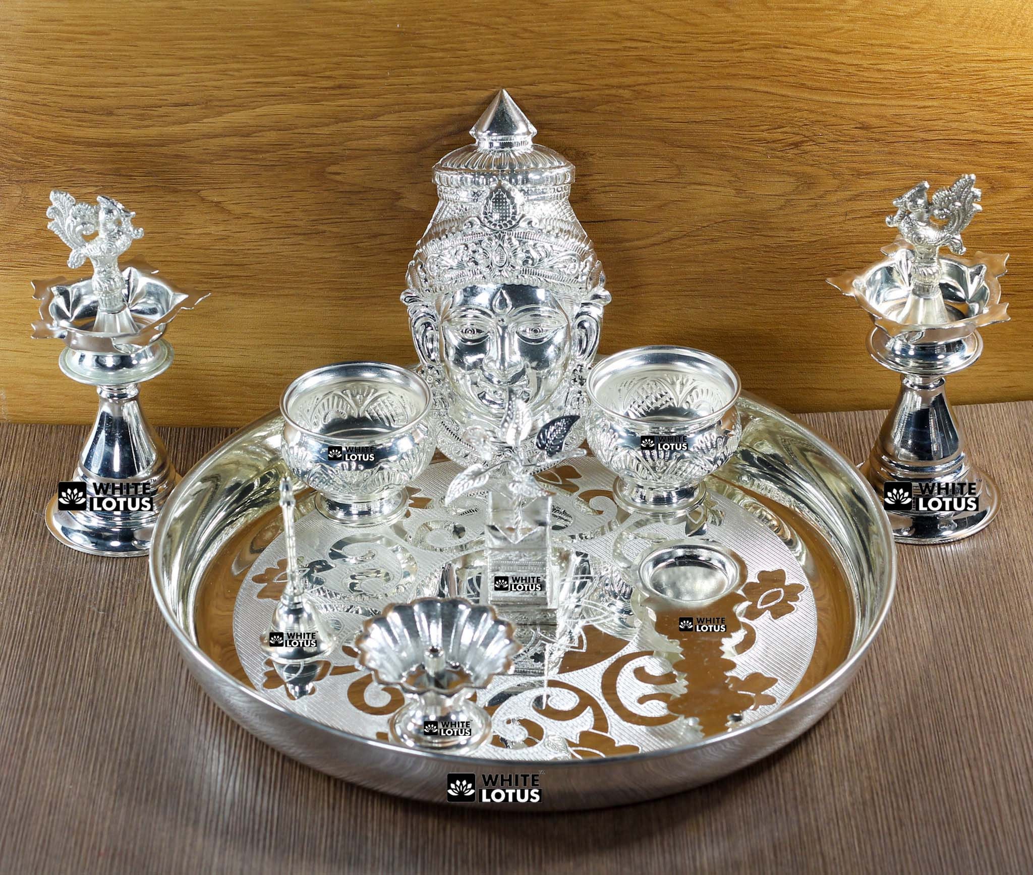 WHITE LOTUS Handmade Engraving Thali Set - Etsy