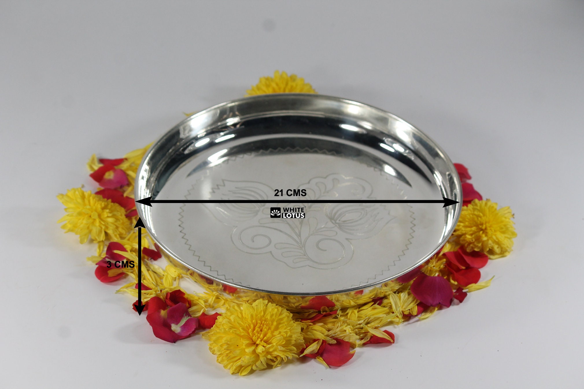 Handcrafted Silver Pated Engraving Design Plate Pooja Thali Set 3 - Etsy