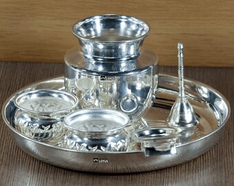 WHITE LOTUS Handcrafted Silver Plated 4 Cup Panchwala Haldi | Etsy