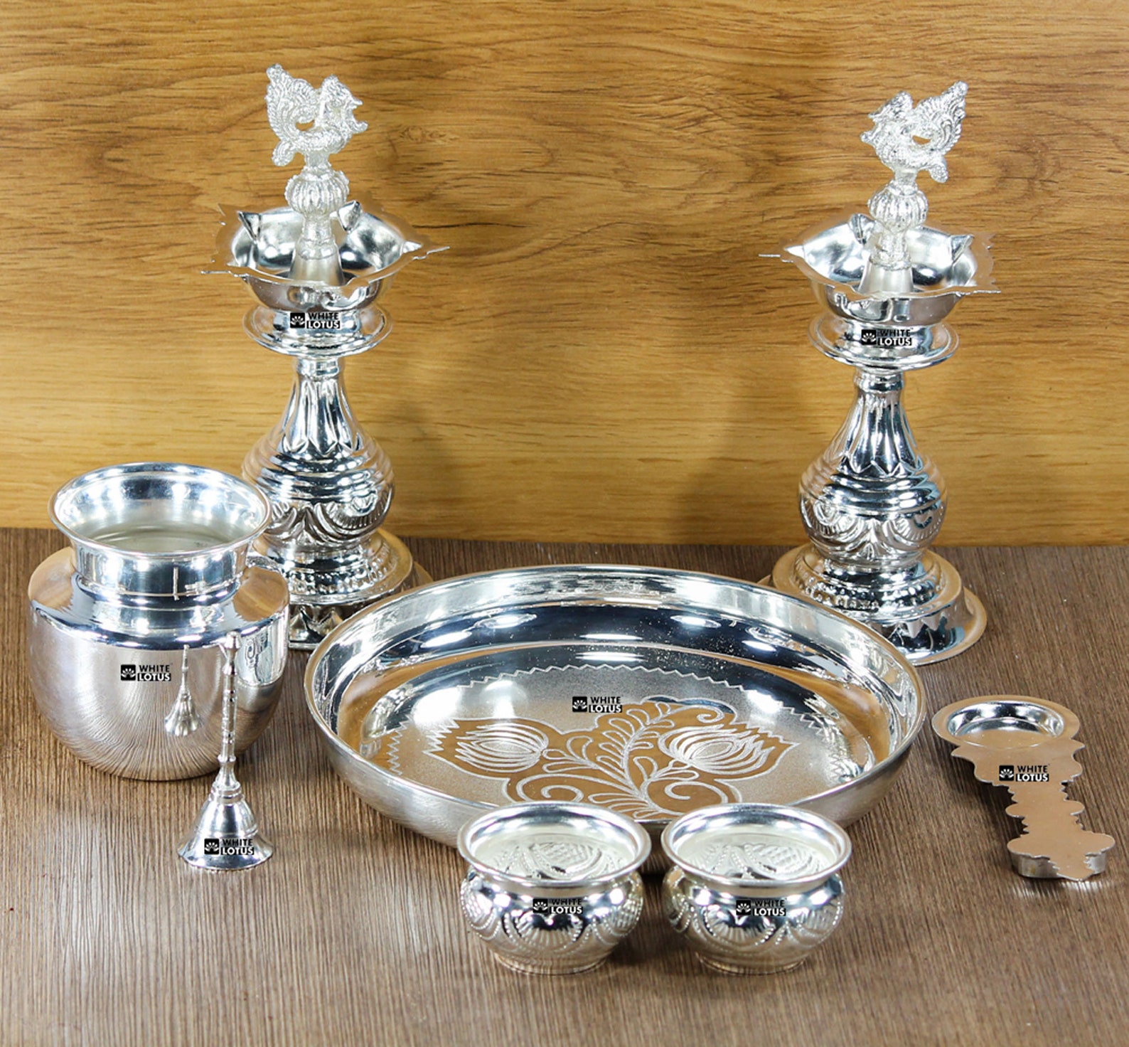 Handcrafted Silver Pated Engraving Design Plate Pooja Thali | Etsy