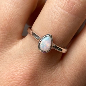 Opal Drop Ring. Australian White Opal Set in Sterling Silver. Lost Wax ...