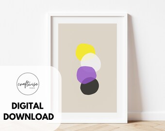 Non Binary Sunset Art Print, Non Binary Poster Wall Art for Home Decor ...