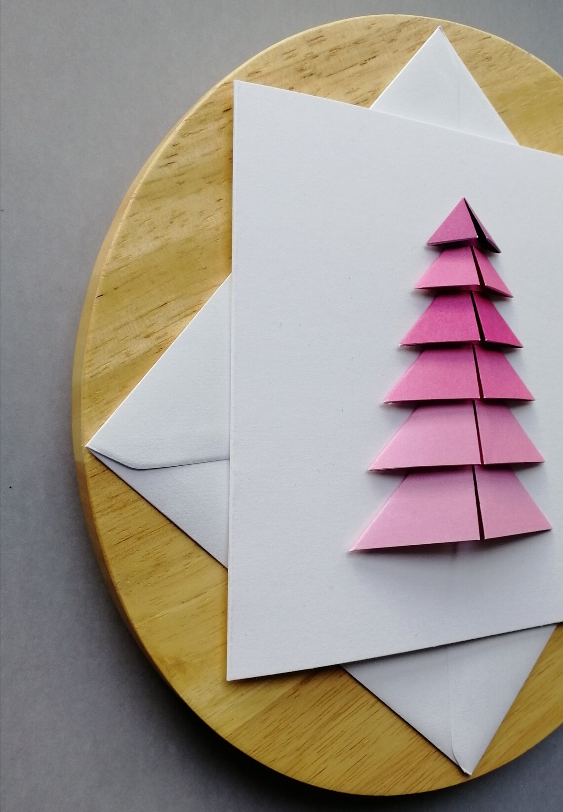 Origami Christmas Tree Cards Pink palette Christmas tree | Etsy