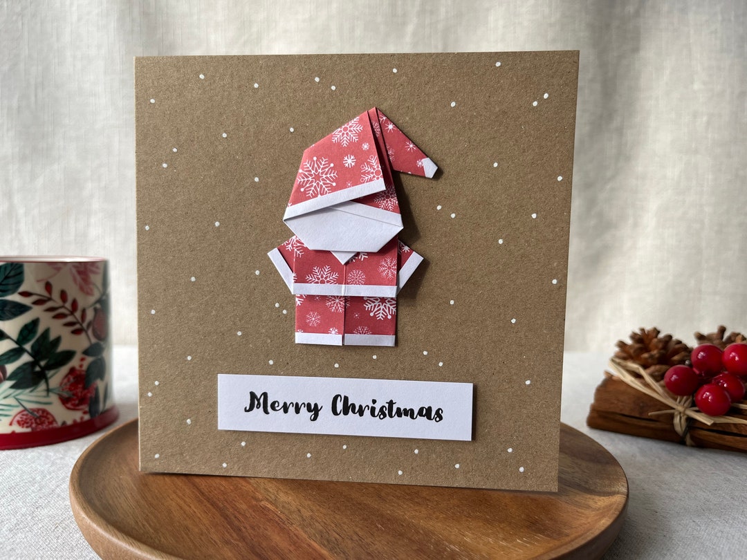 Handmade Christmas Card, Origami Christmas Card, Santa Claus Christmas ...