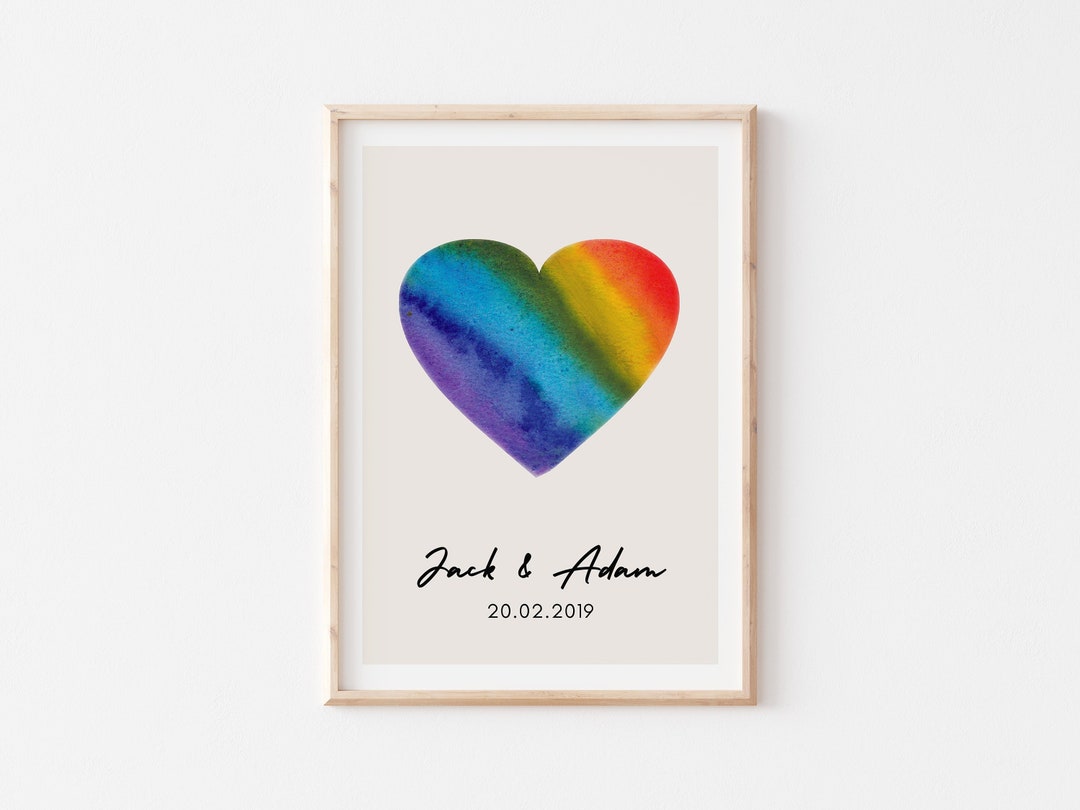 LGBTQ Personalized Print, LGBTQ Valentines Gift, Name Print Couple, Gay ...