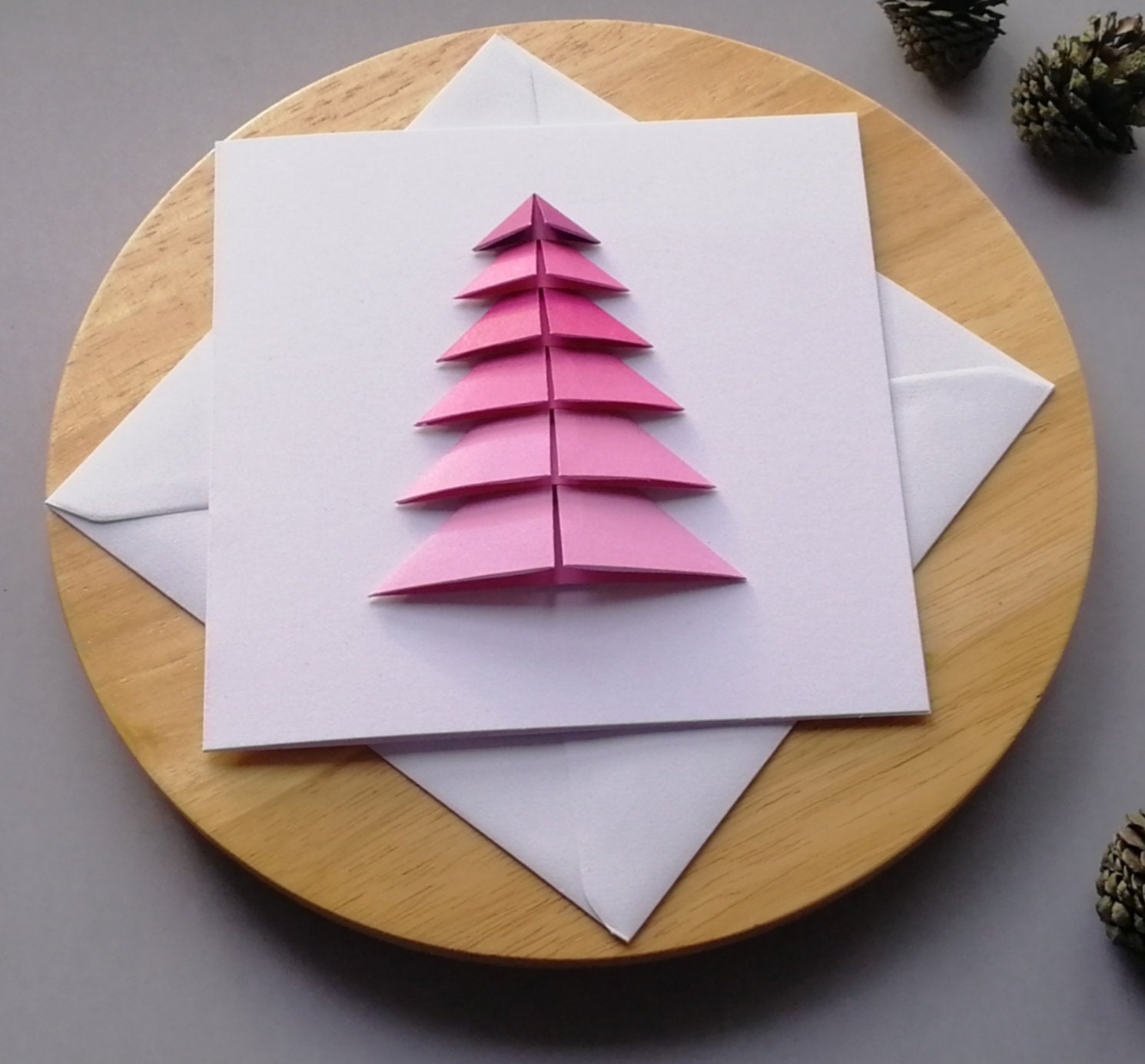 Origami Christmas Tree Cards Pink palette Christmas tree | Etsy