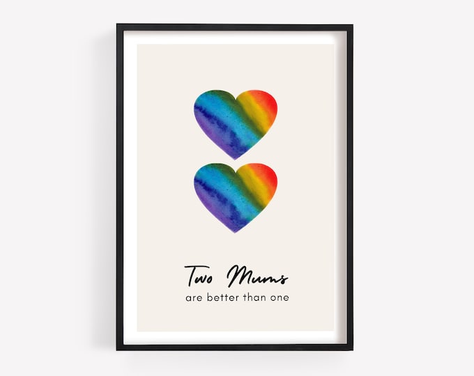 Two Mums Print, Lesbian Mom Gift, Lesbian Parents, Gay Mother's Day ...
