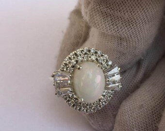 Natural 7 Carat White Opal 925 Sterling Silver Handmade Ring - Etsy