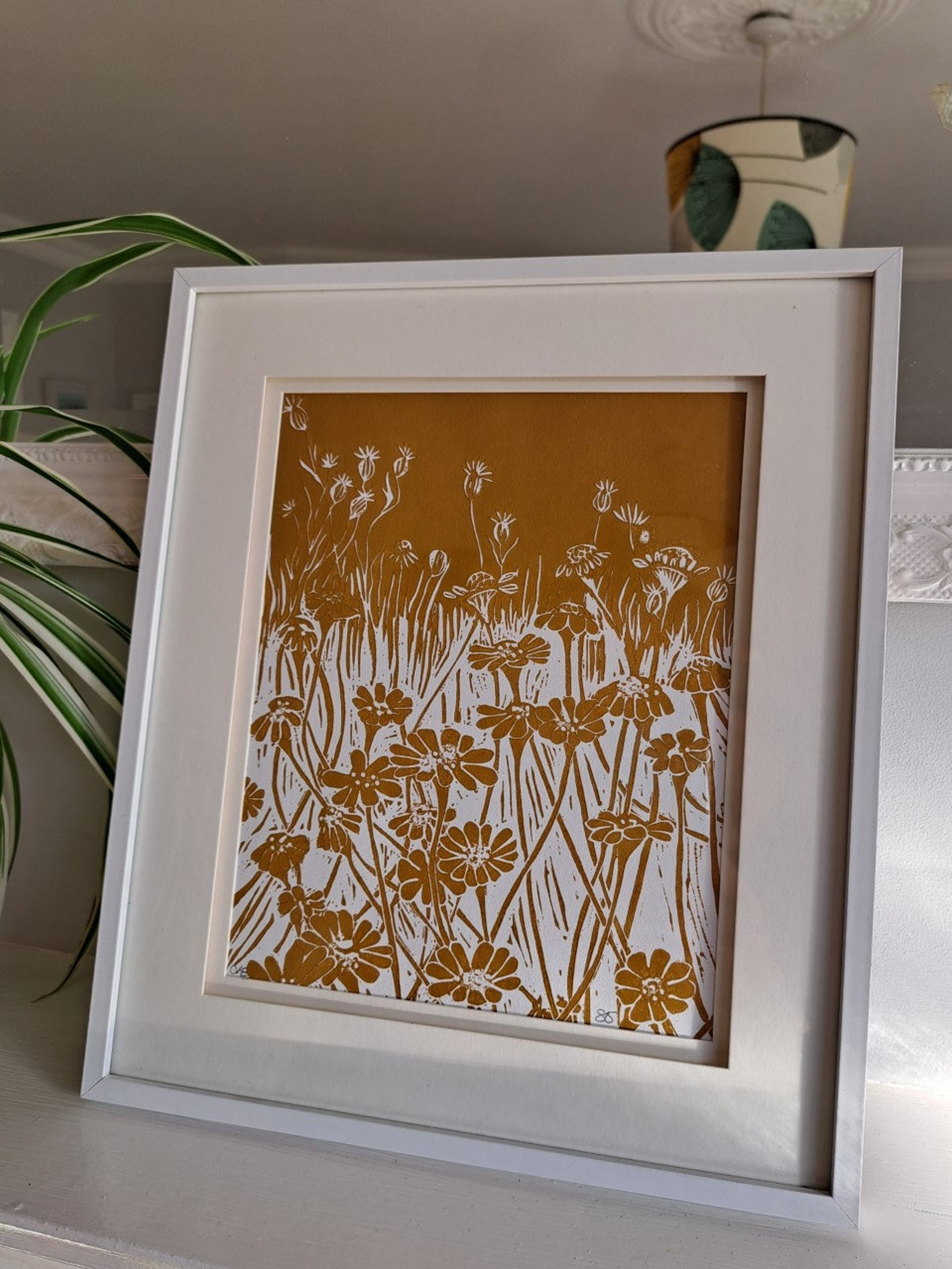 Meadow Flowers - Original Lincut Print, Lino Print, Handcut, Handmade ...