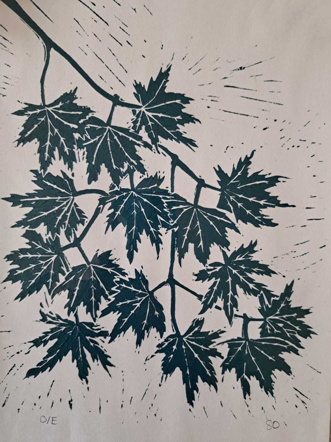Maple Leaves Original Linocut Print, Lino Print, Handcut, Handmade ...
